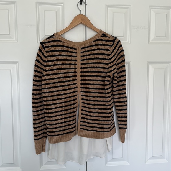 LOFT | Sweaters | Loft Tan And Black Striped Sweater | Poshmark